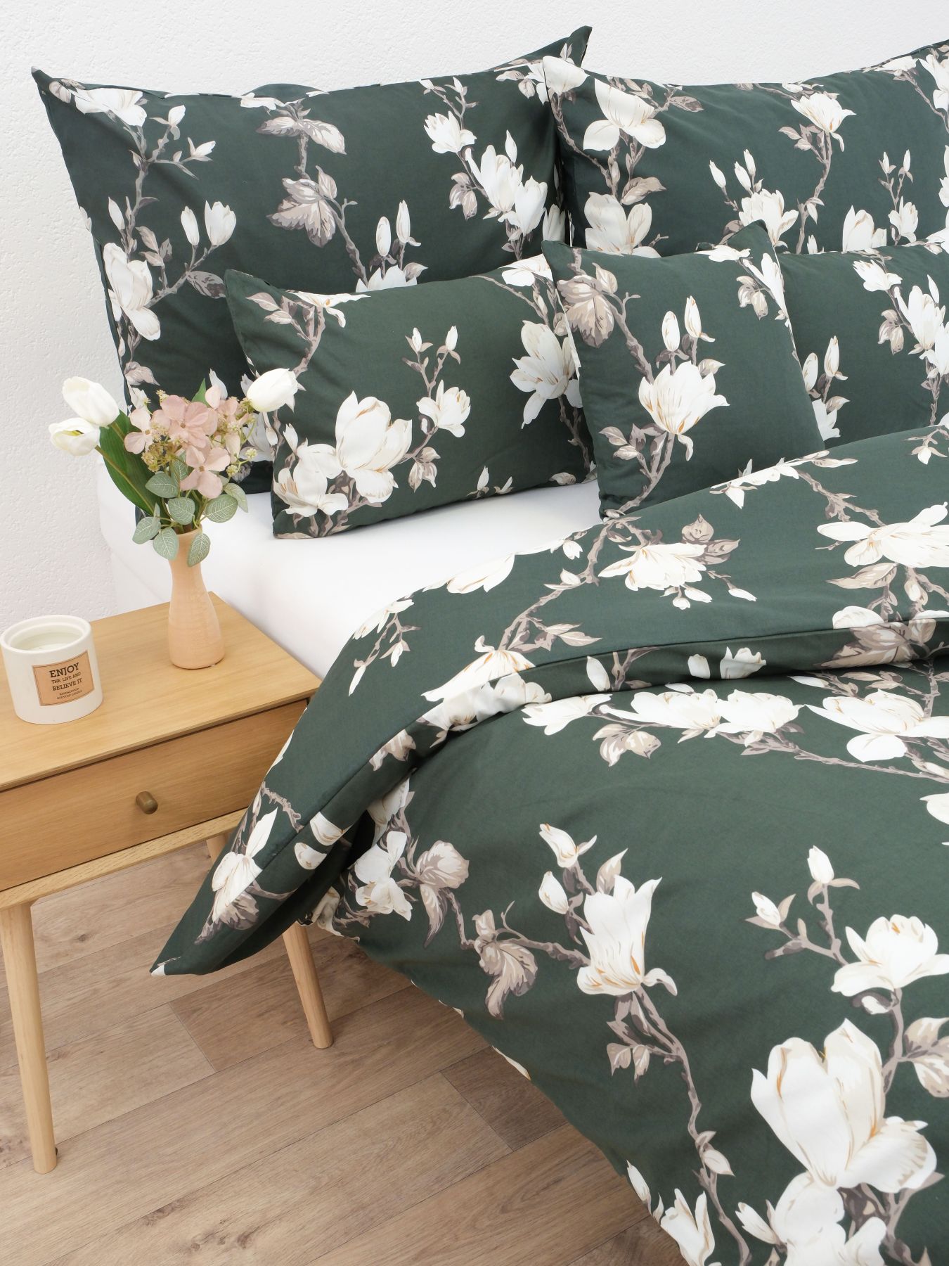 Francúzske bavlnené obliečky Renforcé - Johari tmavo zelené | MKLozkoviny.sk