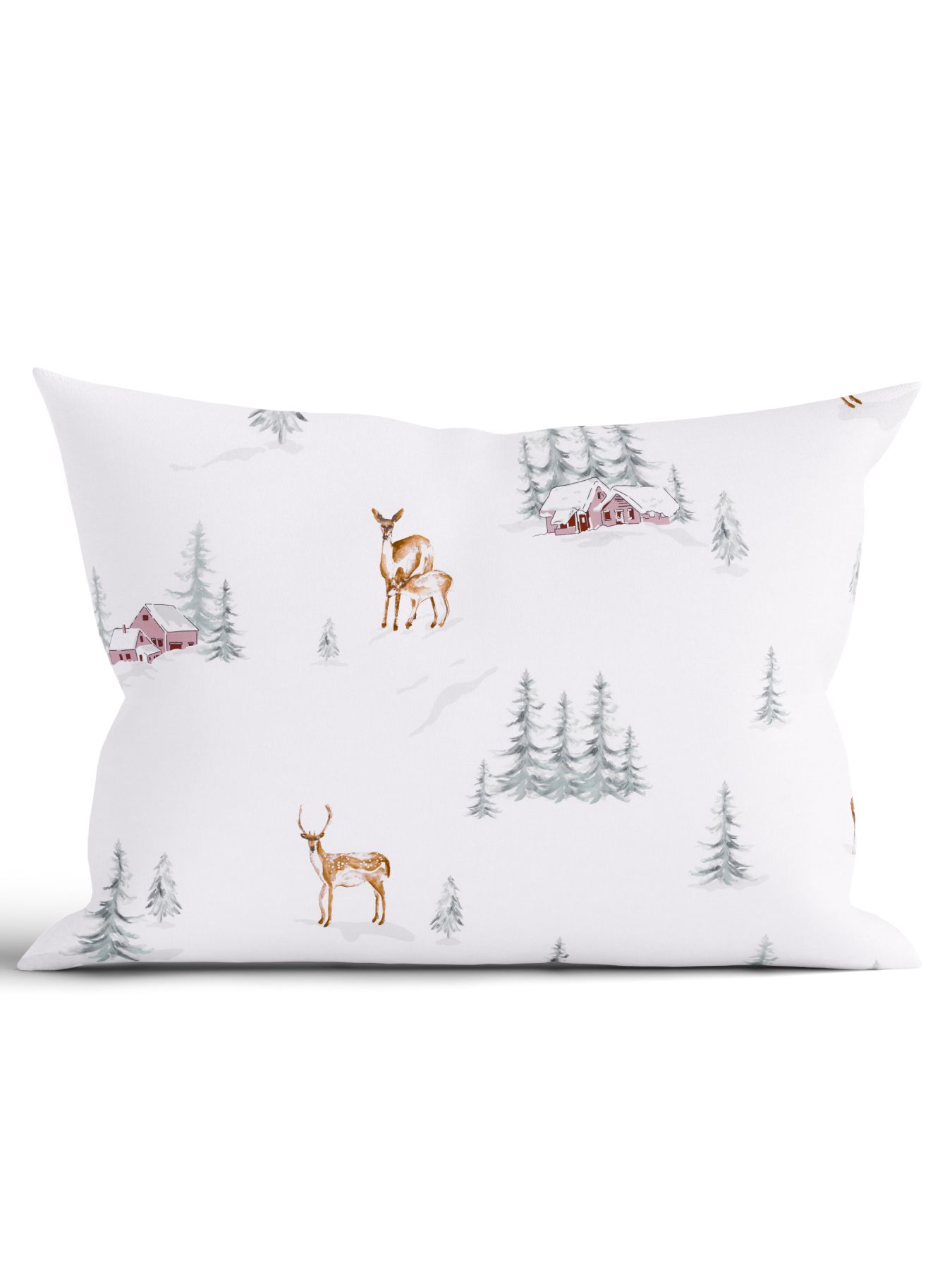 Vianočná bavlnená obliečka na vankúš Renforcé 40 × 60 cm – Zimný les ...