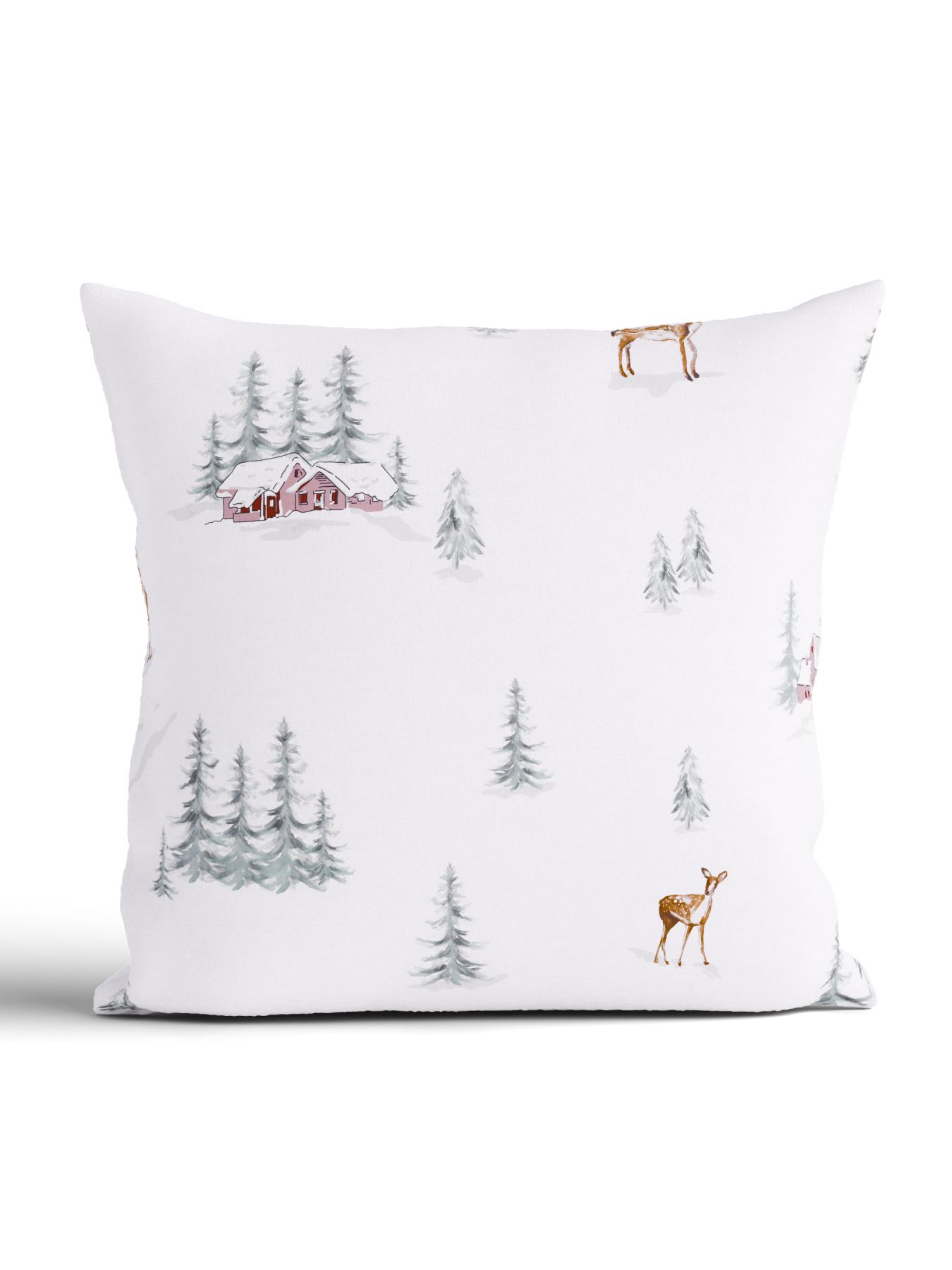 Vianočná bavlnená obliečka na vankúšik Renforcé 40 × 40 cm - Zimný les ...